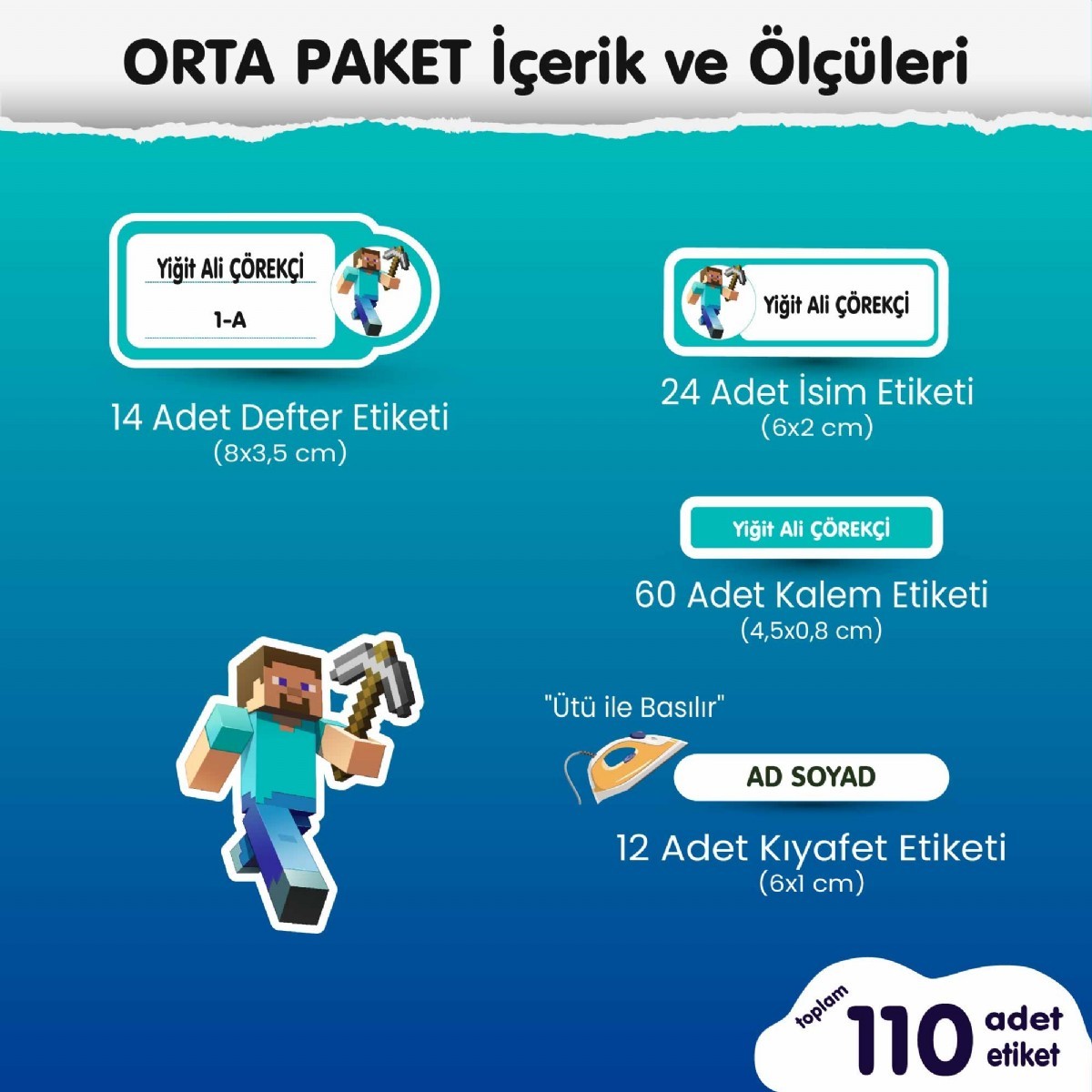 Minecraft Orta Paket Okul Etiketi - Okul Etiketi Orta Paket - Okul ...